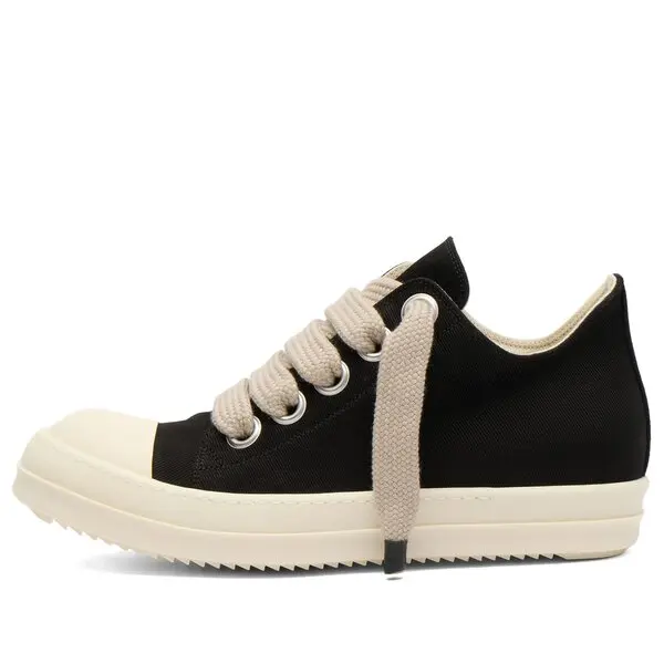 Rick Owens Denim Jumbolace Low Sneaks - Black/milk/milk