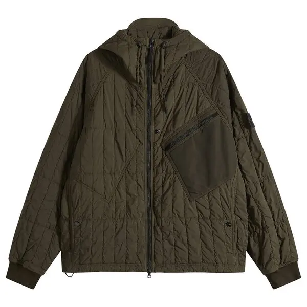 Stone Island Ultralight Nylon Quilted-tc Hooded Jacket - Charcoal