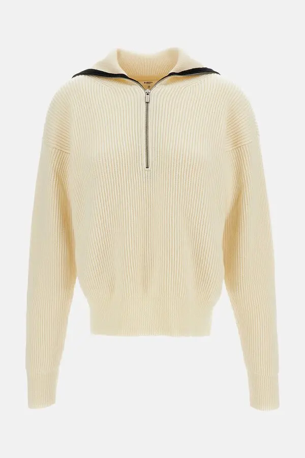 Barena Venezia Half-zip Ribbed Merino Wool Sweater - Bianco