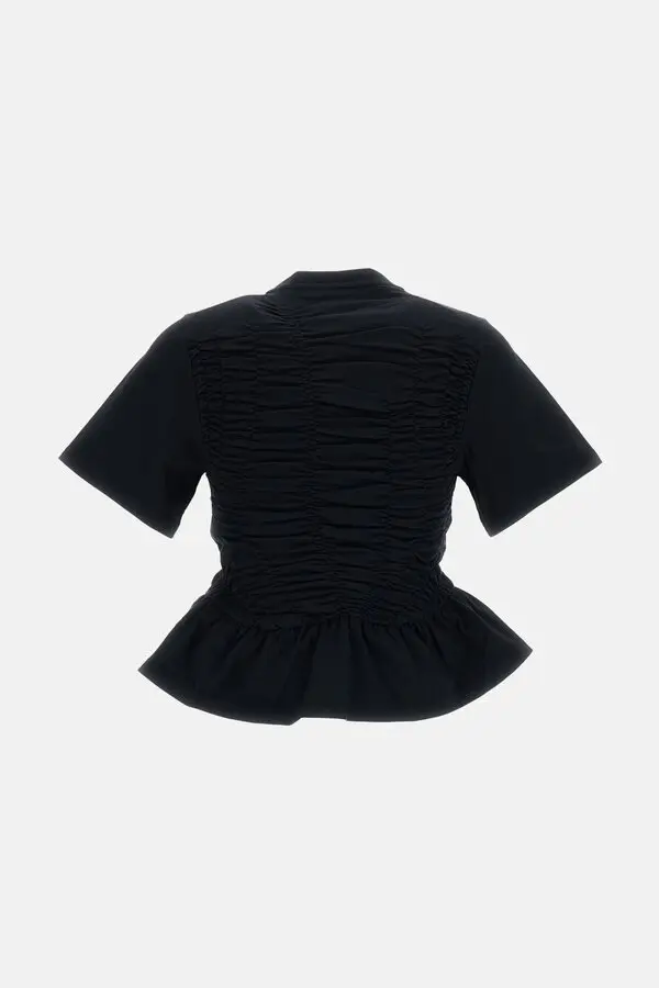 Cecilie Bahnsen Ace T-shirt Jersey With Ruched Detailing - Black