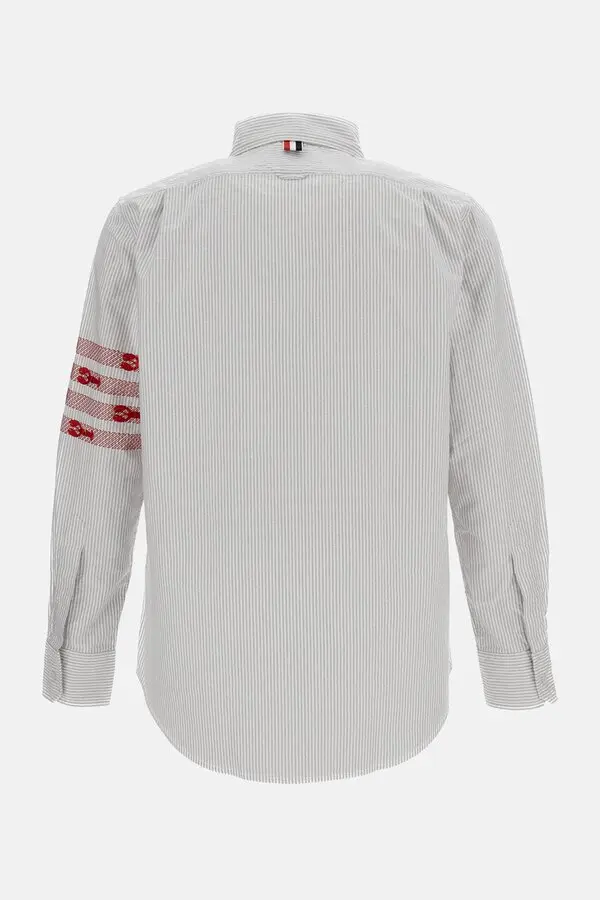 Thom Browne Oxford University Stripe 4-bar Lobster Shirt - Grey