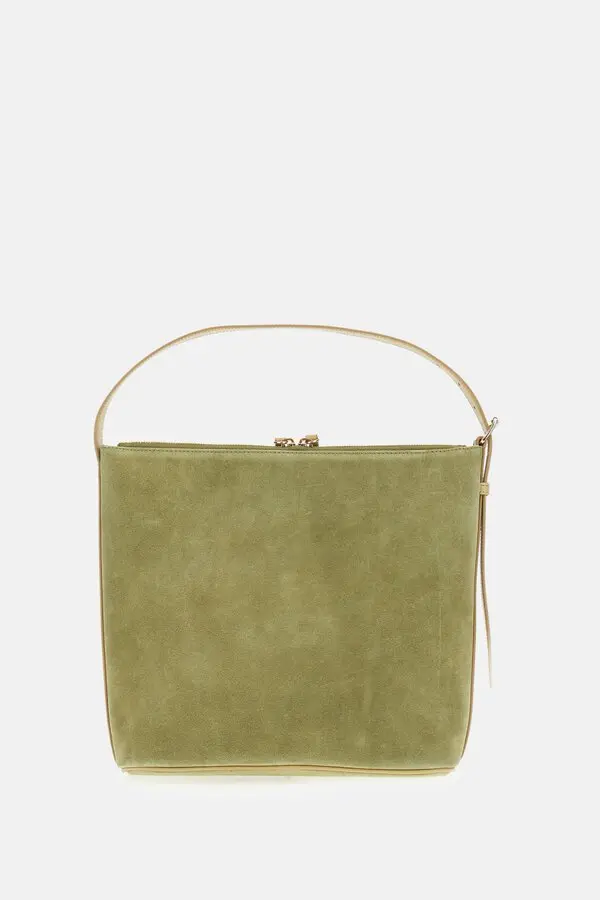 A.p.c. Suede Shoulder Bag With Gold-tone Buckle - Green
