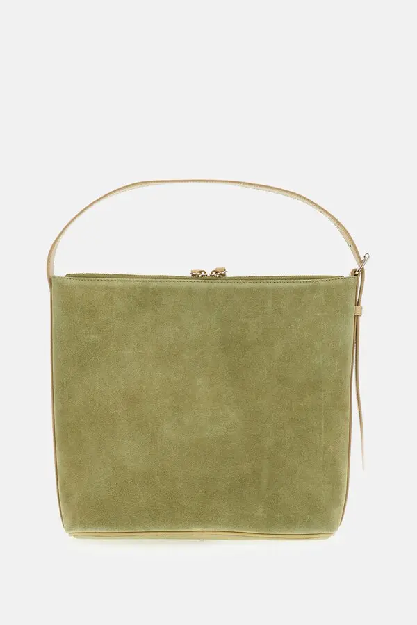 A.p.c. Suede Shoulder Bag With Gold-tone Buckle - Green