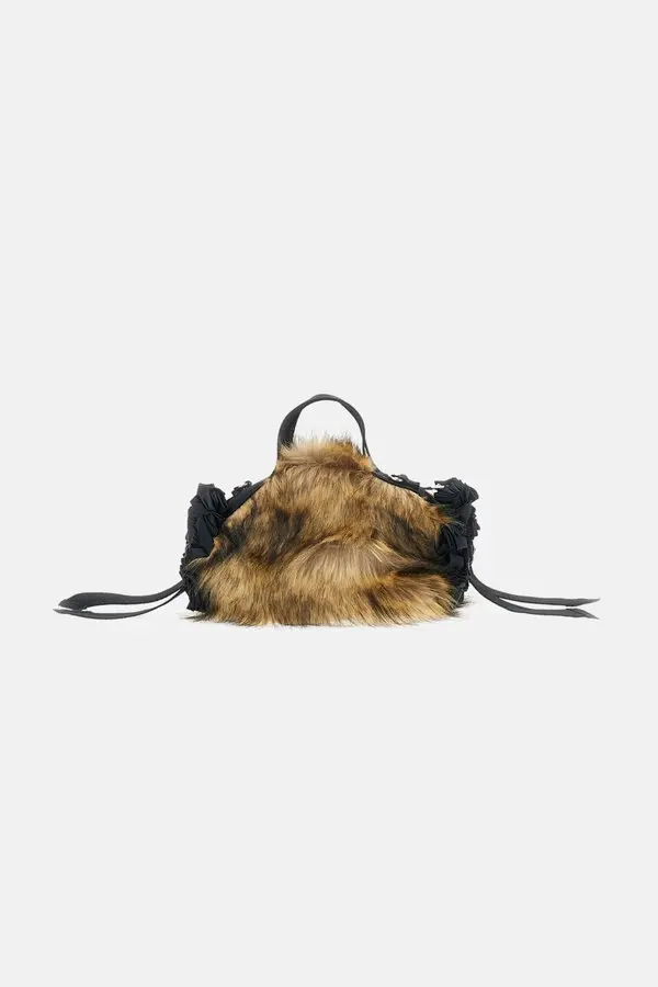 Simone Rocha Mini Faux-fur Bag With Embroidery And Rosettes