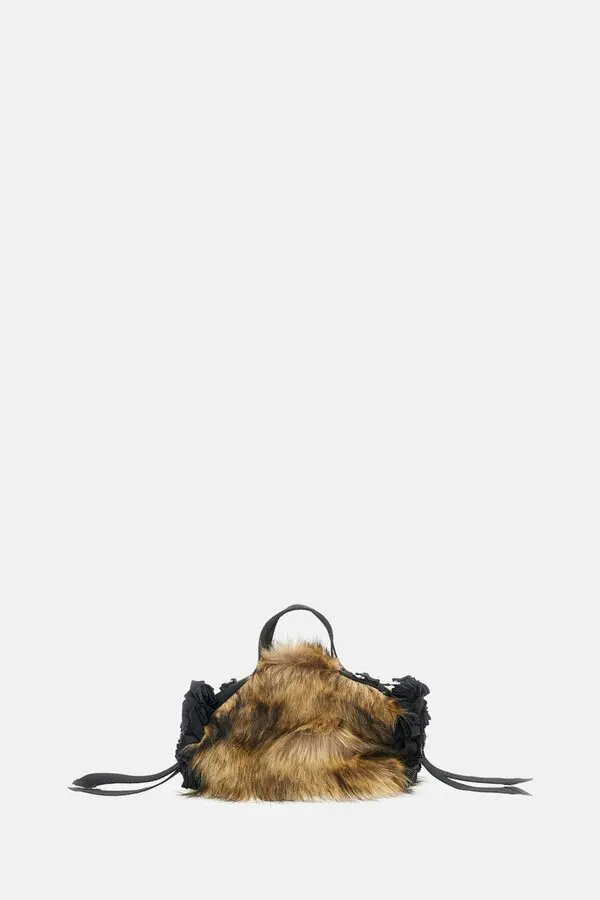 Simone Rocha Faux Fur Mini Handbag With Rosettes