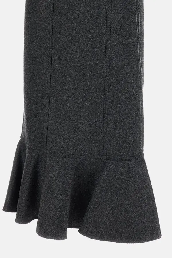 Plan C Double-wool Skirt With A Ruffled Hem
