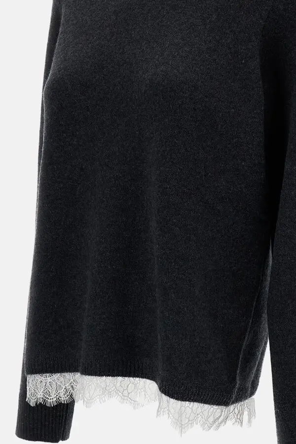 Loulou De Saison Arvo Cashmere Crew-neck Sweater With Lace Detailing