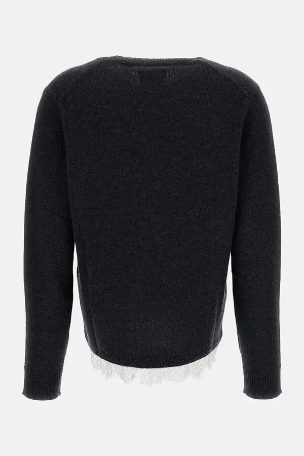 Loulou De Saison Arvo Cashmere Crew-neck Sweater With Lace Detailing