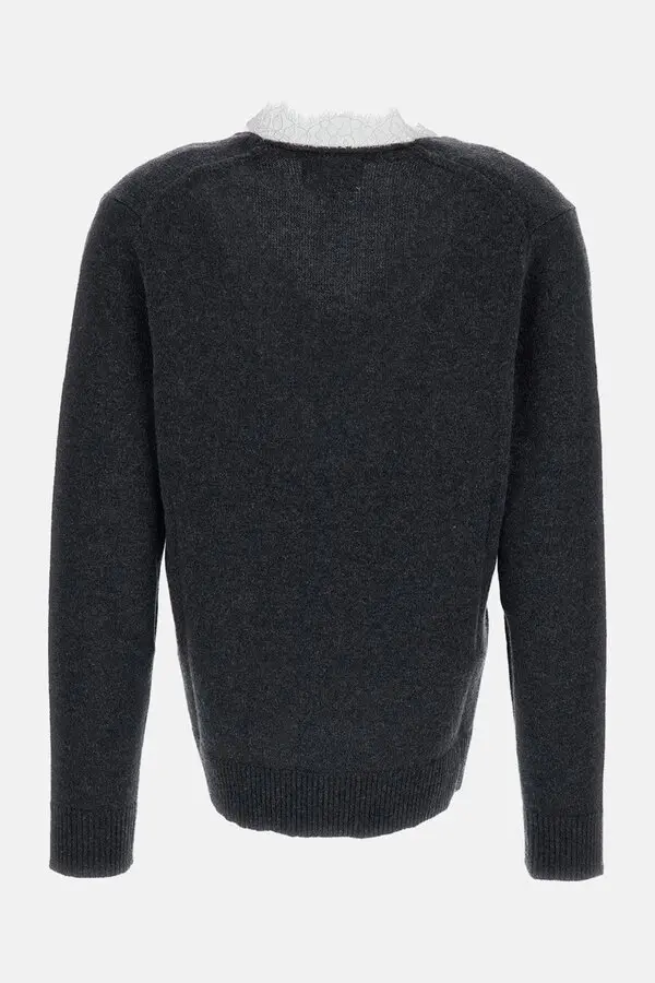 Loulou De Saison Leyla Cashmere Sweater With Lace Detail