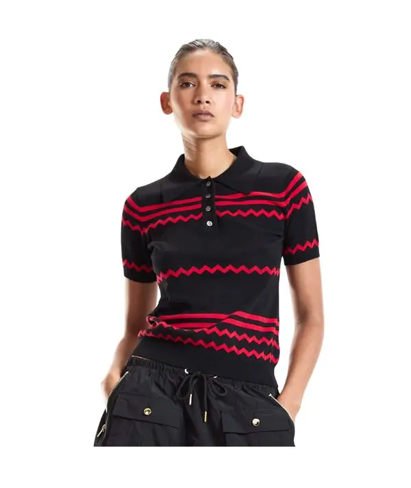 Cynthia Rowley Ziggy Cropped Knit Polo