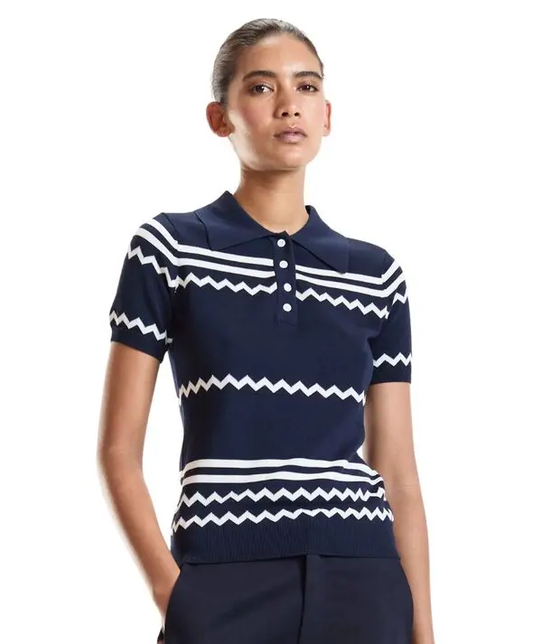 Cynthia Rowley Ziggy Cropped Knit Polo