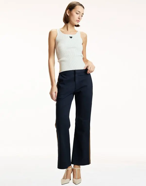 Cynthia Rowley Riley Side Stripe Cropped Flare Pants - Navy