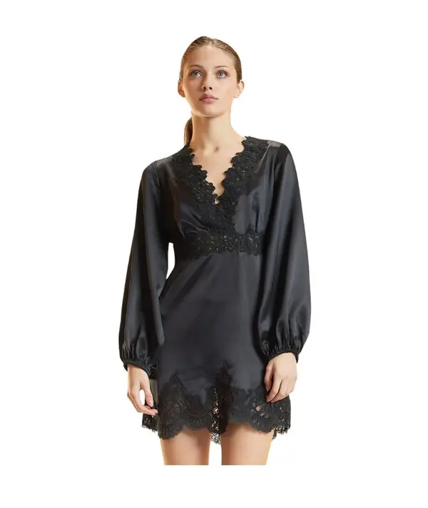 Cynthia Rowley Garbo Silky Lace Dress - Black