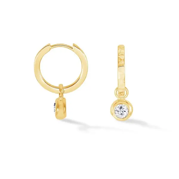 DOWER & HALL White Topaz Hammered Huggie Hoops - Gold