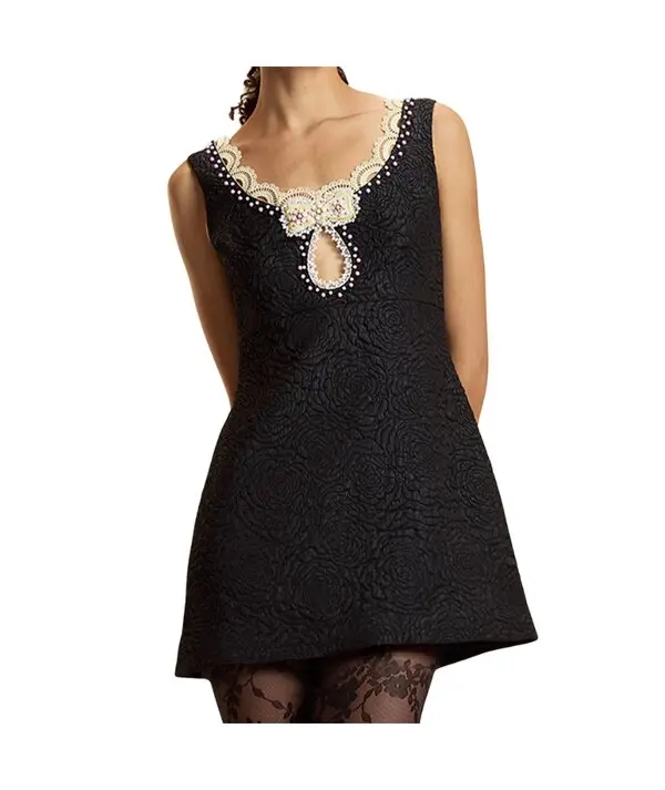 Cynthia Rowley Petit Four Lace Trim Dress - Black