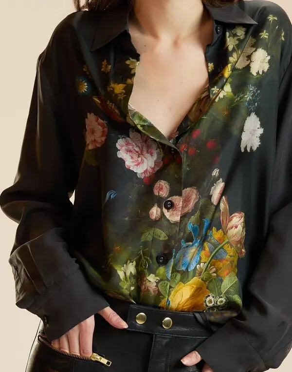 Cynthia Rowley Floral Print Silk Shirt
