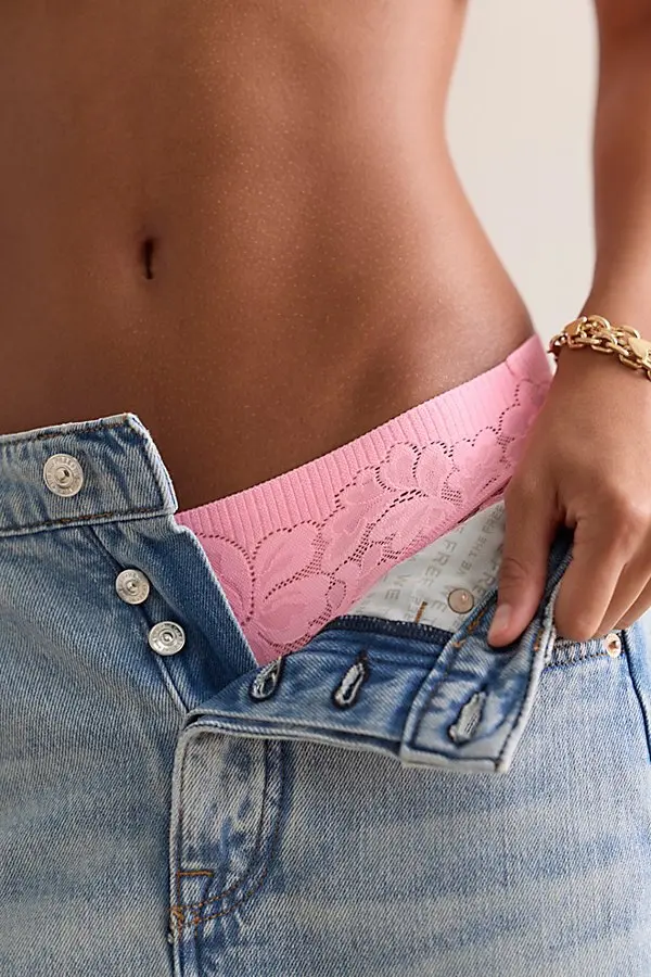 Free People Smooth Talking Lace Bikini Undies - Neon Taffy