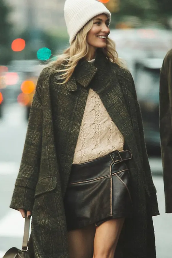 Free People We The Free Suki Vegan Leather Belted Wrap Mini Skirt - Brown