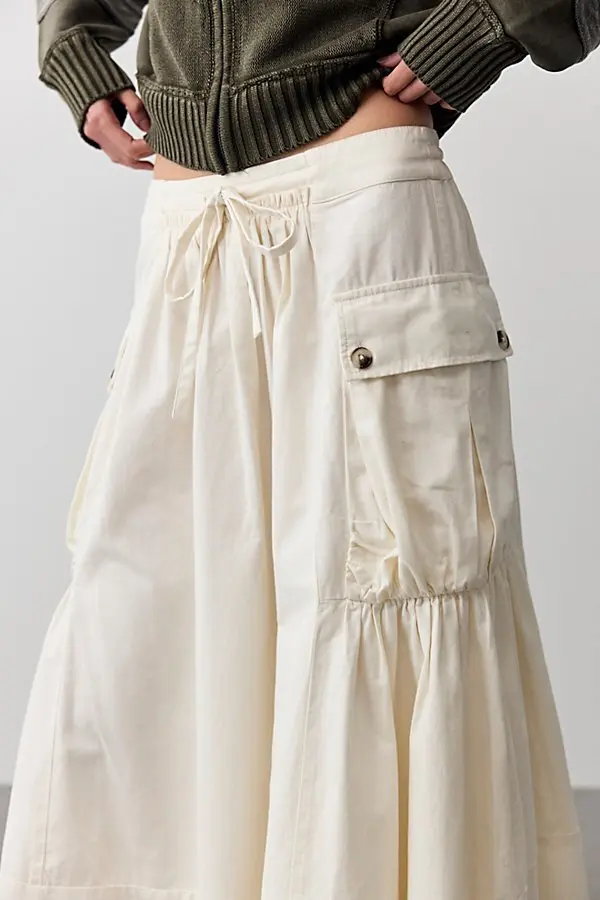 Free People We The Free Trailblazer Cargo Midi Skirt - Ivory