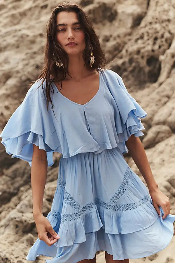 Free People Gabriella Mini Dress - Dawn Sky