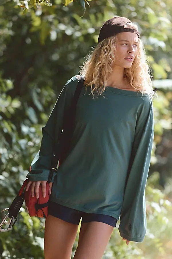 Free People Keep Going Solid Layer Top - Ivy