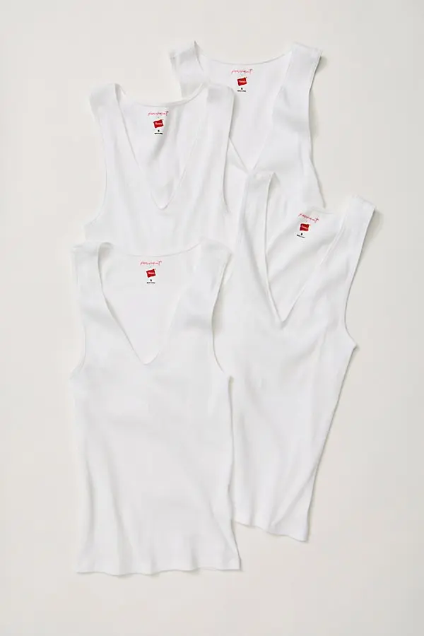 HANES X FP MOVEMENT Ribbed V-neck Tank 4-pack