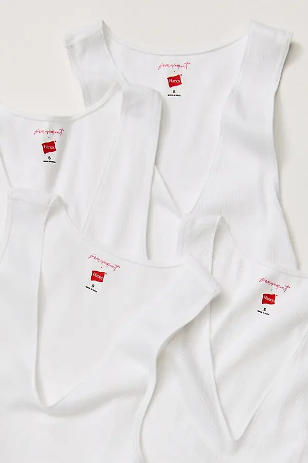HANES X FP MOVEMENT Ribbed V-neck Tank 4-pack