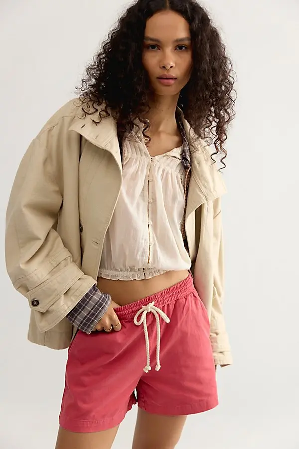 Donni. Chino Drawstring Shorts - Raspberry