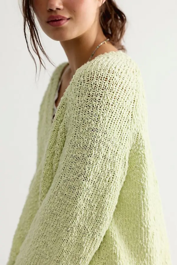 Free People Heartland Cotton Pullover - Lime Cream