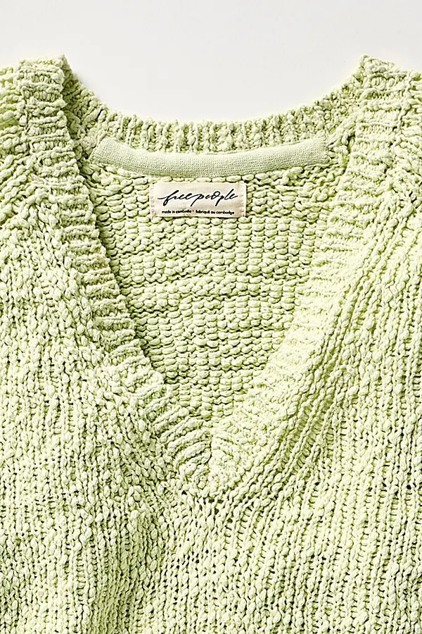 Free People Heartland Cotton Pullover - Lime Cream