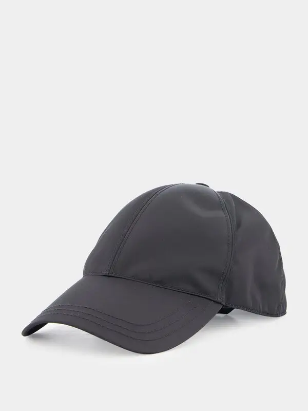 Prada Enamelled Triangle Baseball Cap - Black