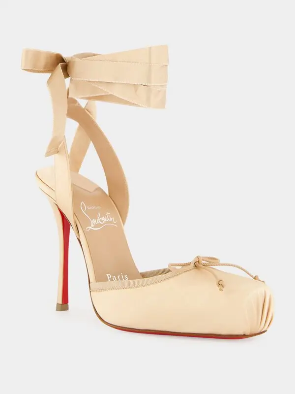 CHRISTIAN LOUBOUTIN Blush Cassia Lace-up Satin Pumps