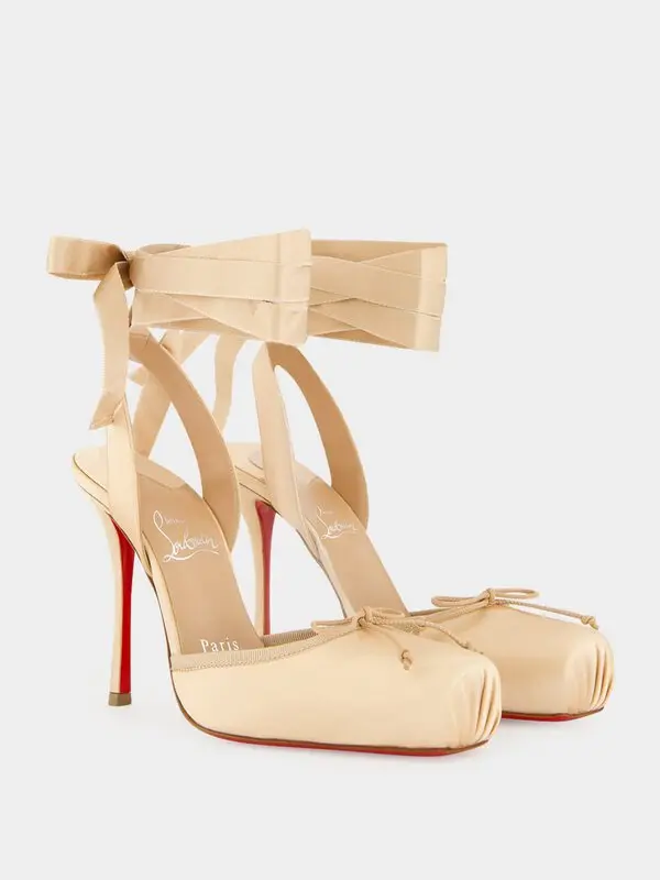 CHRISTIAN LOUBOUTIN Blush Cassia Lace-up Satin Pumps