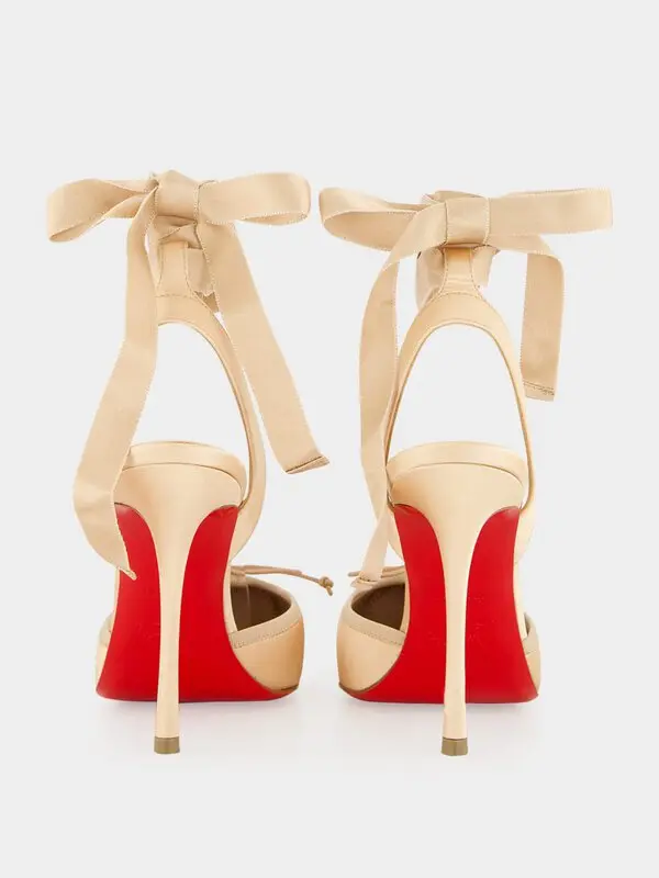 CHRISTIAN LOUBOUTIN Blush Cassia Lace-up Satin Pumps