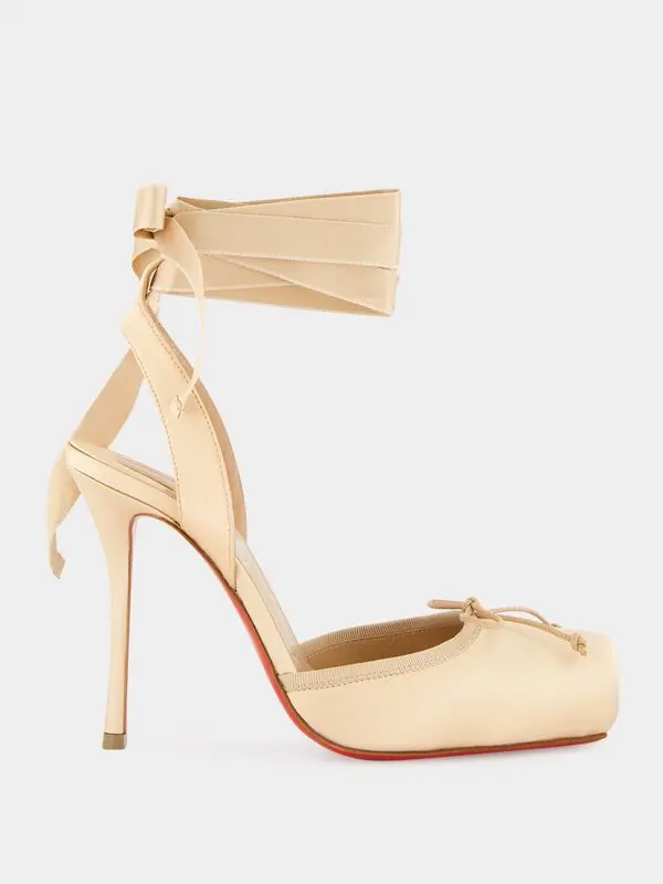 CHRISTIAN LOUBOUTIN Blush Cassia Lace-up Satin Pumps - Pink