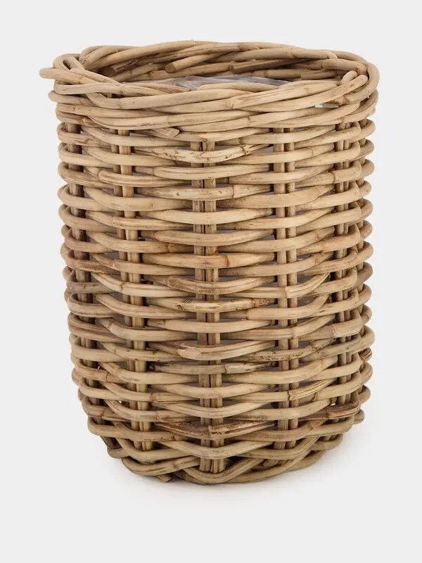 GOMMAIRE Natural Rattan Woven Basket Planter - Brown
