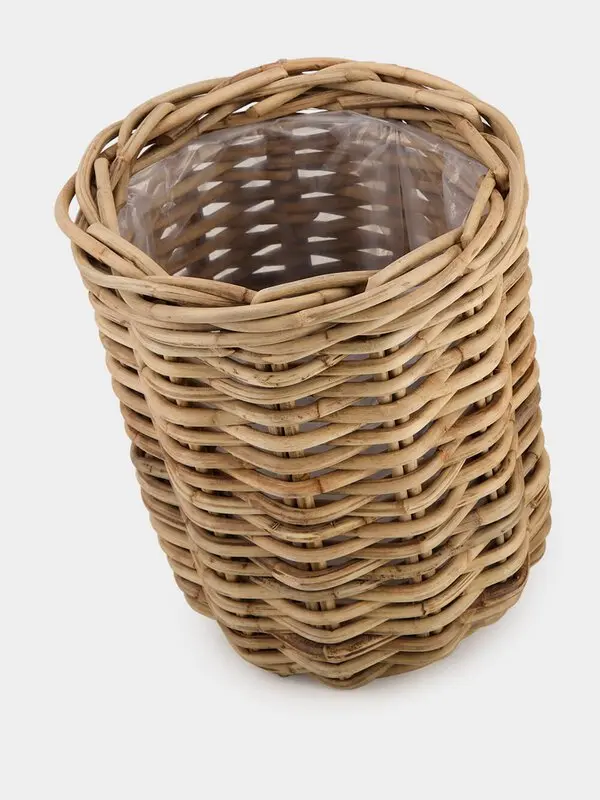 GOMMAIRE Natural Rattan Woven Basket Planter