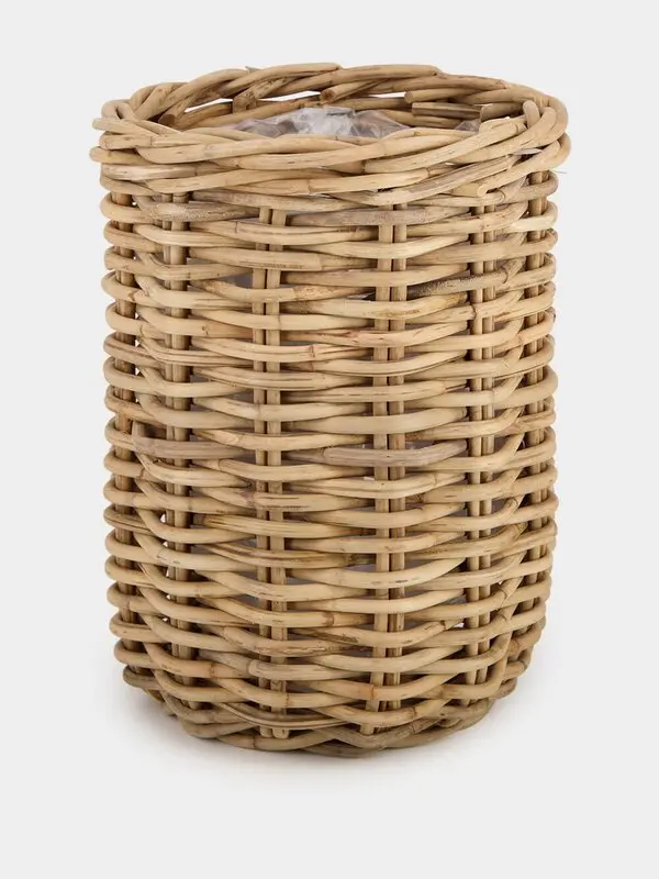 GOMMAIRE Natural Rattan Woven Basket Planter - Brown