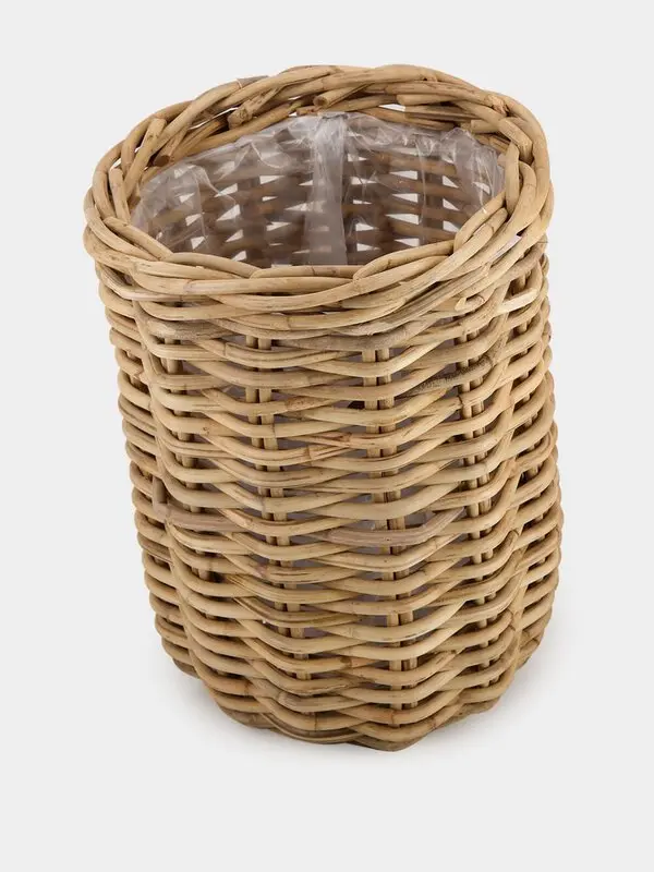 GOMMAIRE Natural Rattan Woven Basket Planter