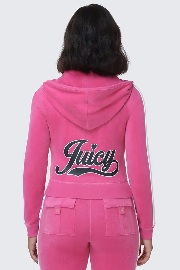 Juicy Couture Cotton Velour Zip Hoodie - Bubblegum