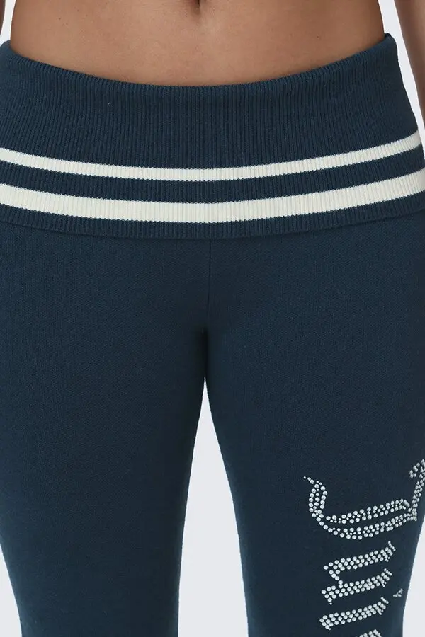 Juicy Couture Rhinestone Graphic Knit Flare Pants - Regal Blue