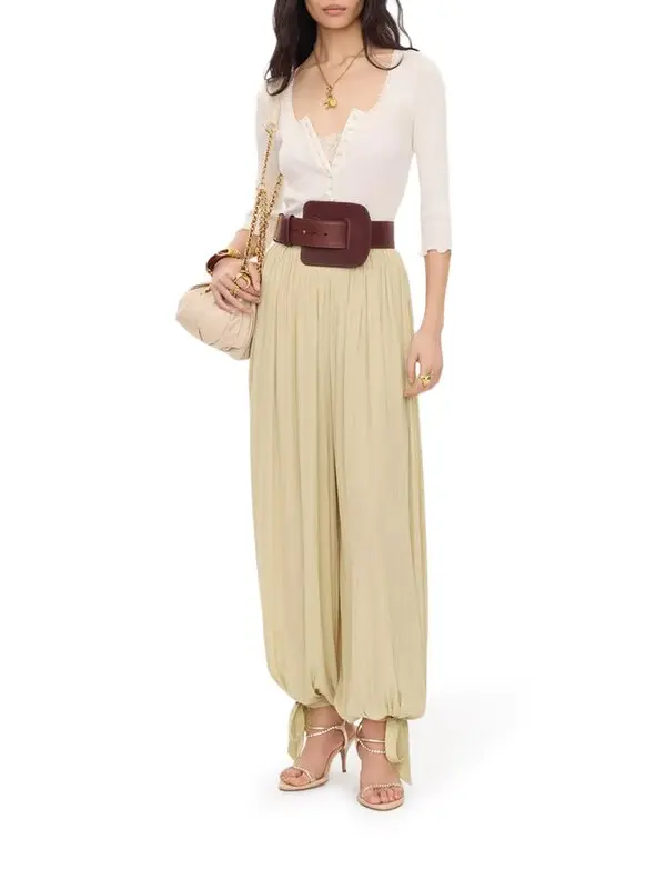 Chloé Fitted Ribbed Cotton And Silk Jersey Top With Decorative Trim - Cream