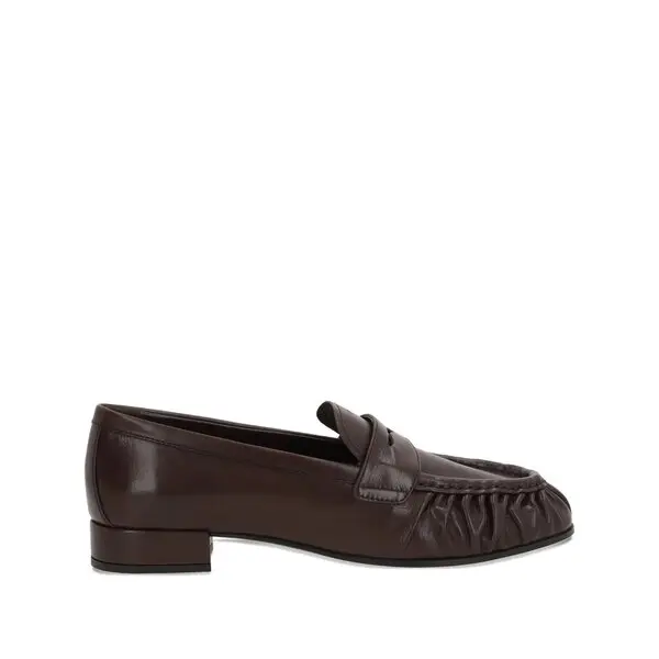 Prada Leather Penny Slot Loafers - Brown