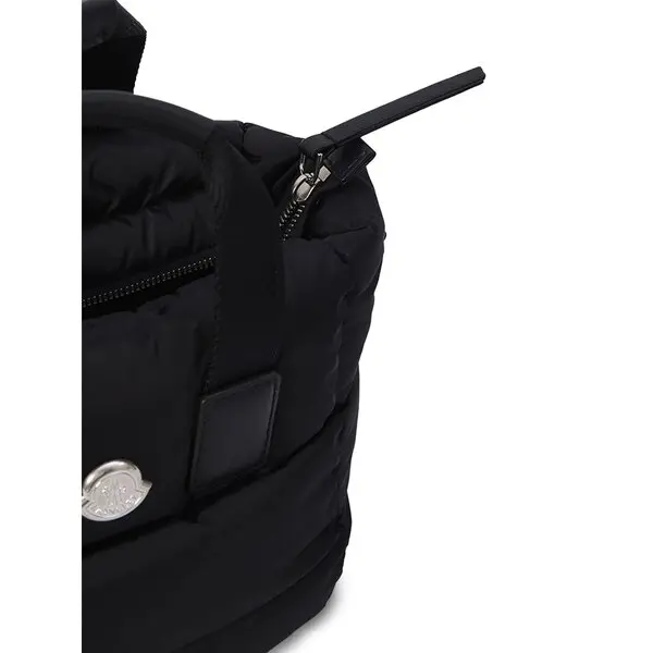 Moncler Padded Tote Bag With Top Handles And Shoulder Strap - Black