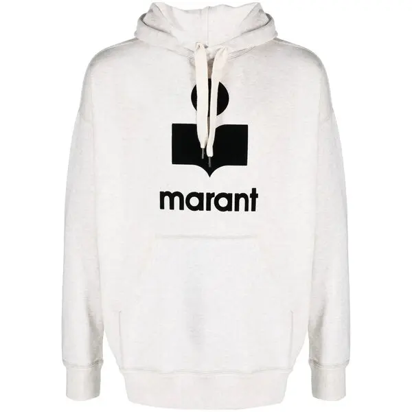 Isabel Marant Étoile Logo Print Drawstring Hoodie - Gray