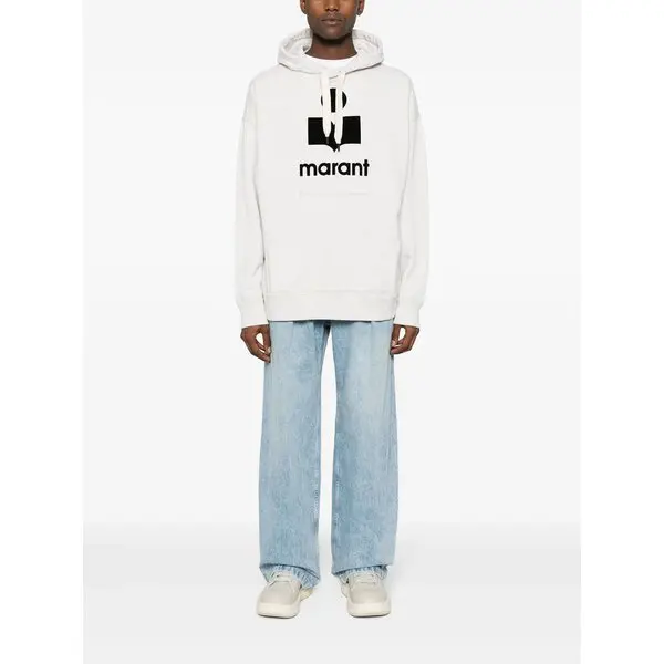 Isabel Marant Étoile Logo Print Drawstring Hoodie - Gray