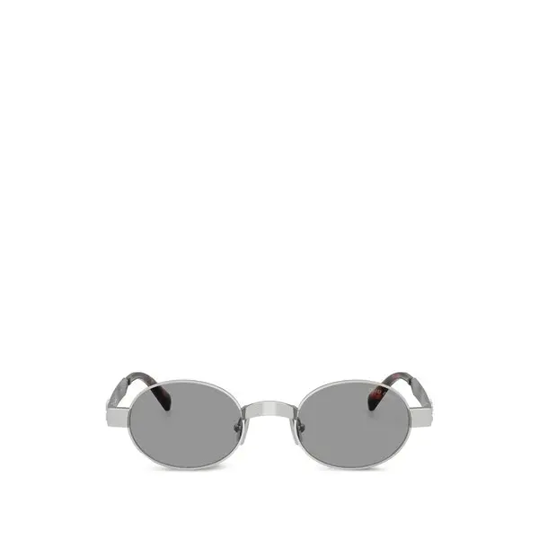 Miu Miu Tone Round Frame Sunglasses With Tortoiseshell-effect Tips - Silver