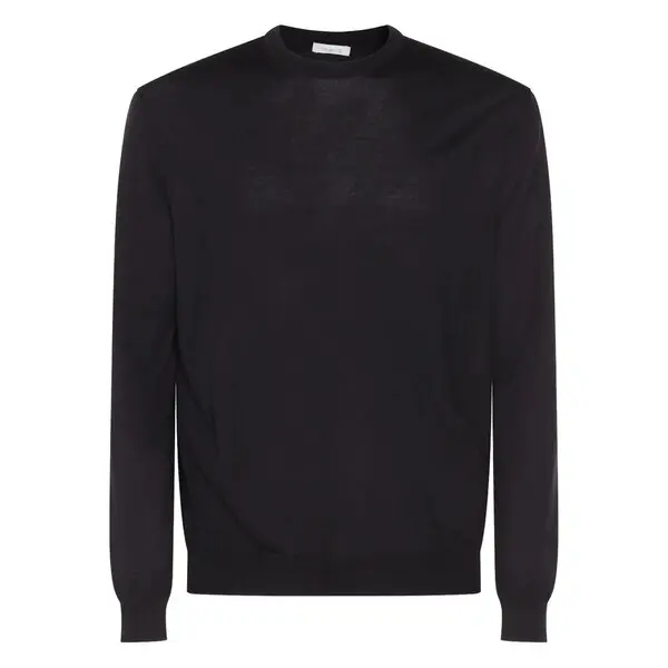 Malo Dark Cashmere Crew Neck Long Sleeve Sweater - Blue
