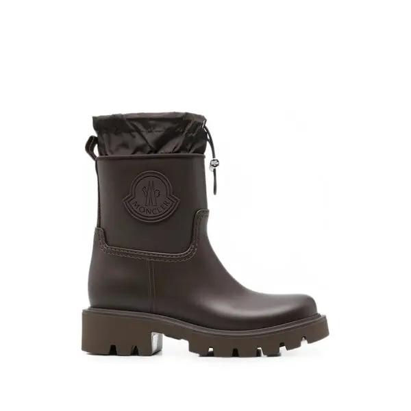 Moncler Matte Finish Rubber Boots With Drawstring Detail - Brown