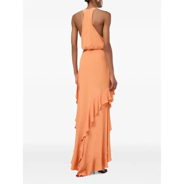 Andamane Asymmetric Draped Skirt With Ruffled Trim